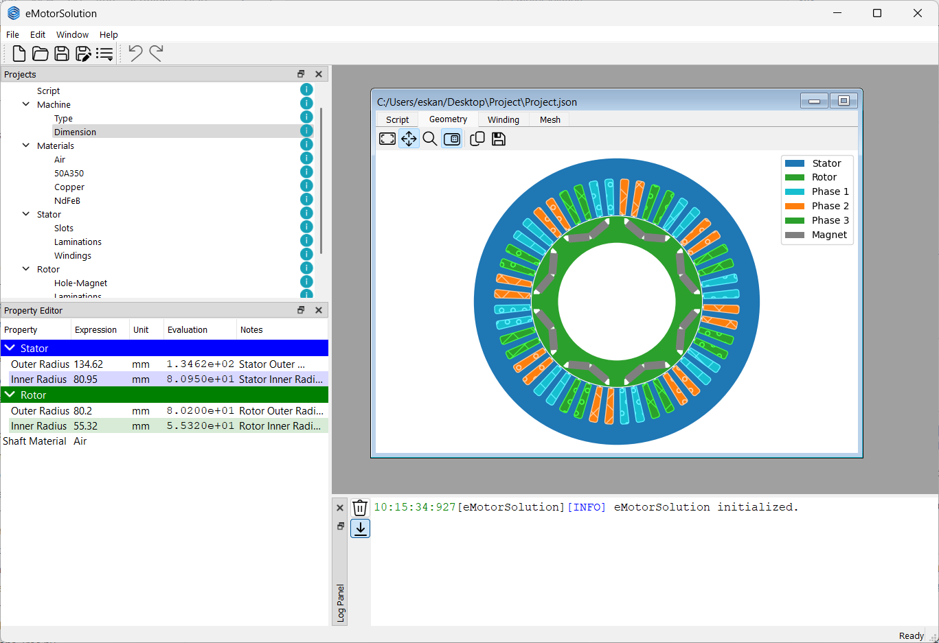 Main Window | eMotorSolution